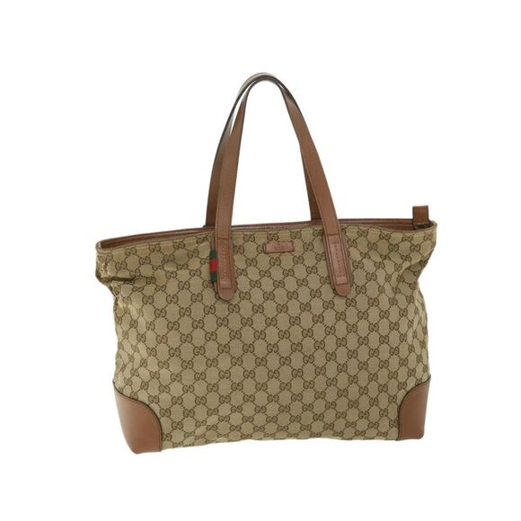 Gucci | Bags | Pre Loved Gucci Gg Canvas Web Sherry Line Tote Bag Beige Red Green 38928 Auth ...